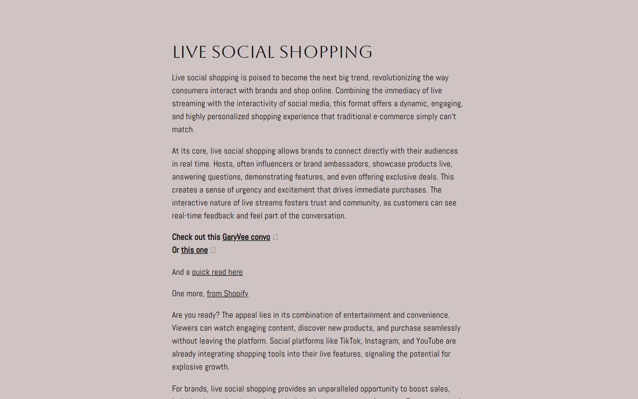 Live Social Shopping